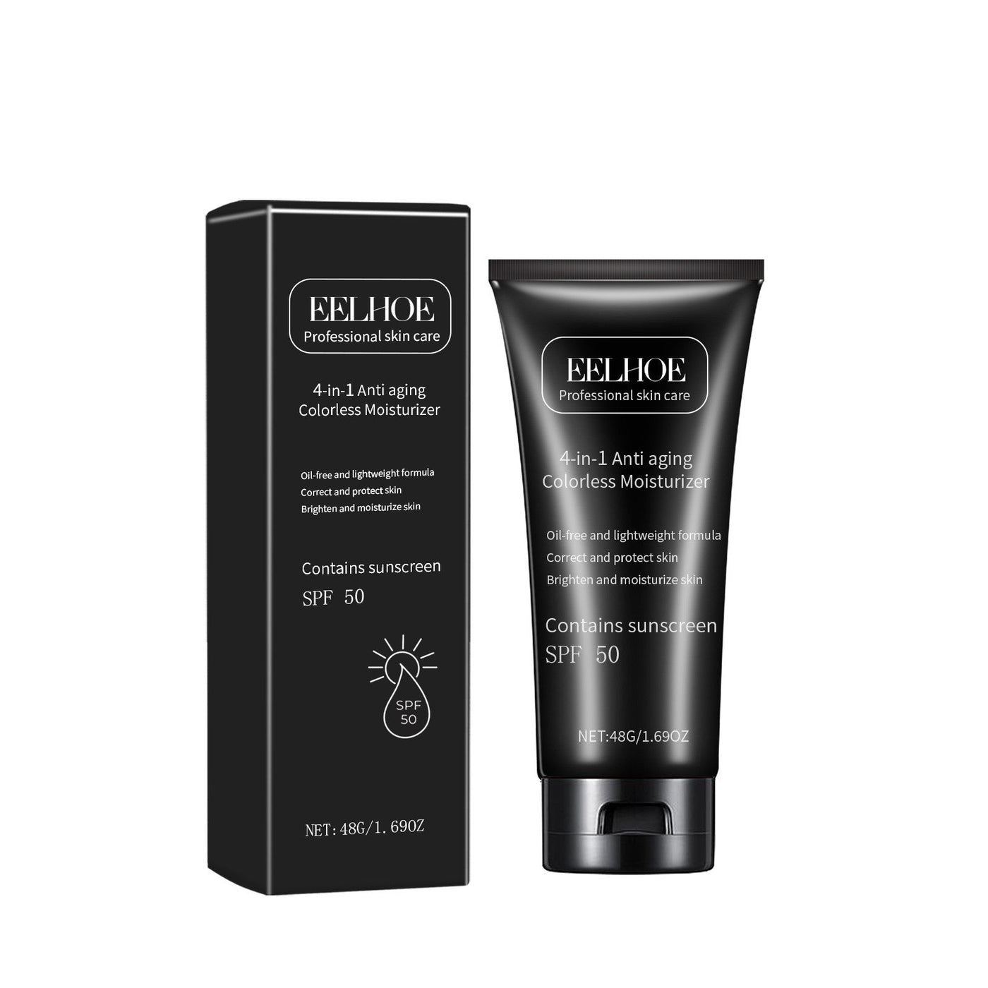 EELHOE 4 in 1 Anti Aging Colorless Moisturizer SPF 50+ Sunscreen with ...