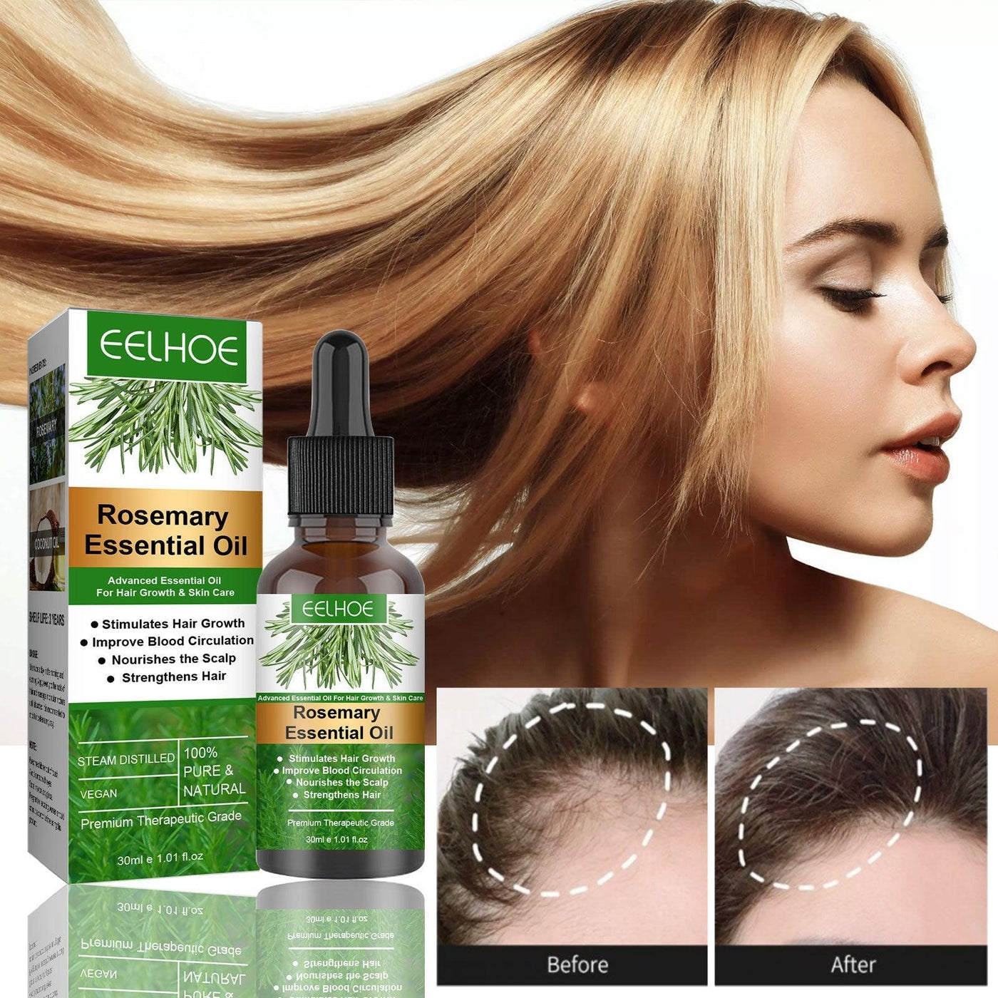 EELHOE Hair Growth Anti-Breakage Rosemary Essential Oil Hair 30ML